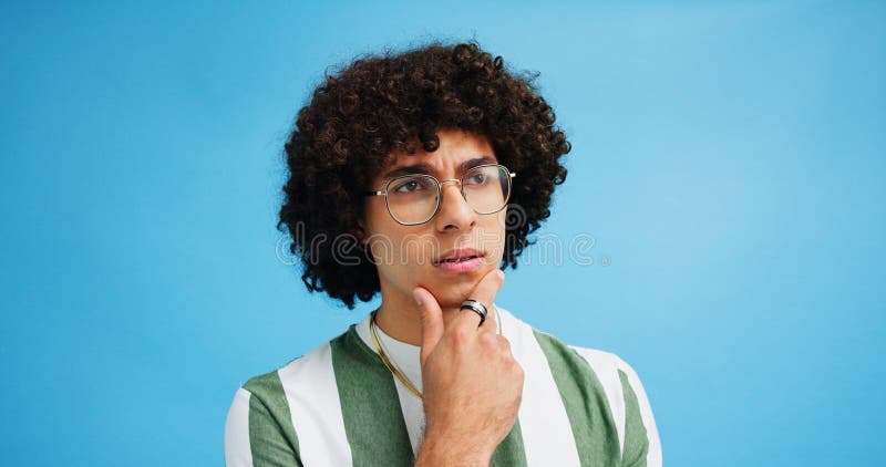 Thinking, Doubt Face and Man with Glasses for Brainstorming, Problem ...