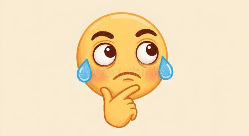 Thinking Emoji with a Curious Expression and Tears, Symbolizing ...