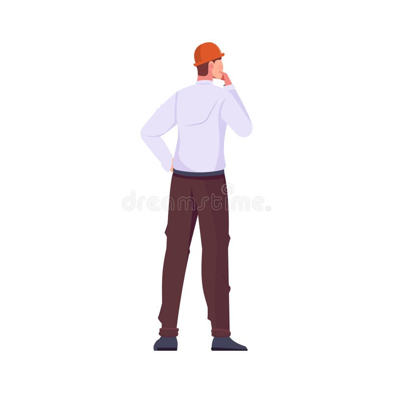 Thinking Engineer Flat Composition Stock Vector - Illustration of ...