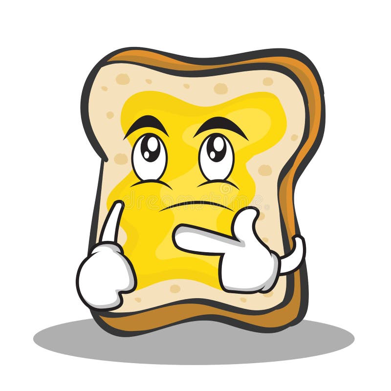 Thinking Face Bread Character Cartoon Stock Vector - Illustration of ...