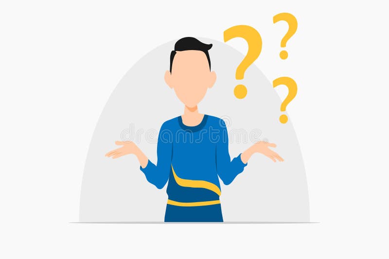 Thinking Face less Man Question Marks. Confused People with Question ...