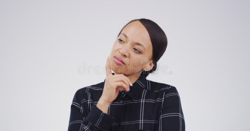 Thinking, Face and Studio Woman Wonder, Unsure and Planning Development ...