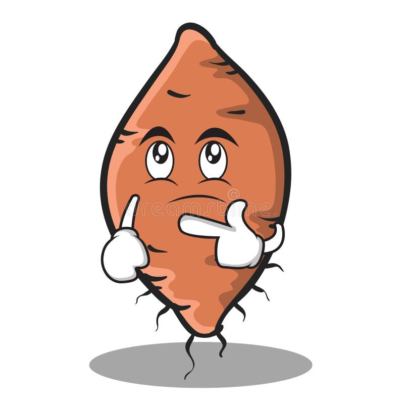 Thinking Face Yam Character Cartoon Style Stock Vector - Illustration ...