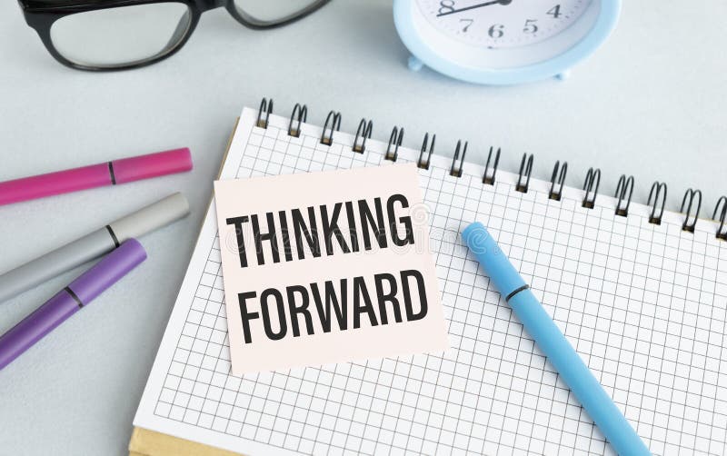 Thinking Forward Text on Pink Paper Stock Photo - Image of brain, plan ...