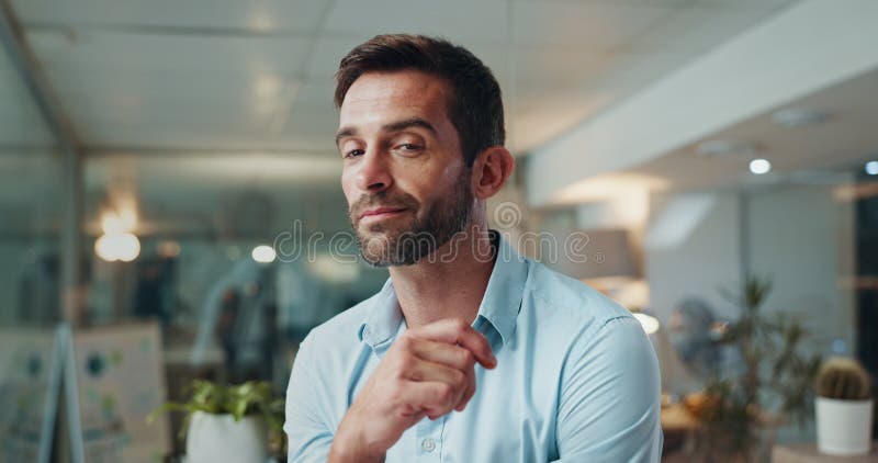 Thinking, Future and Face with Business Man in Office for Reflection ...