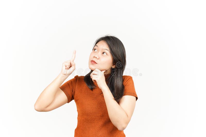 Thinking Gesture of Beautiful Asian Woman Isolated on White Background ... Thinking Gesture of Beautiful Asian Woman Isolated on White Background ...