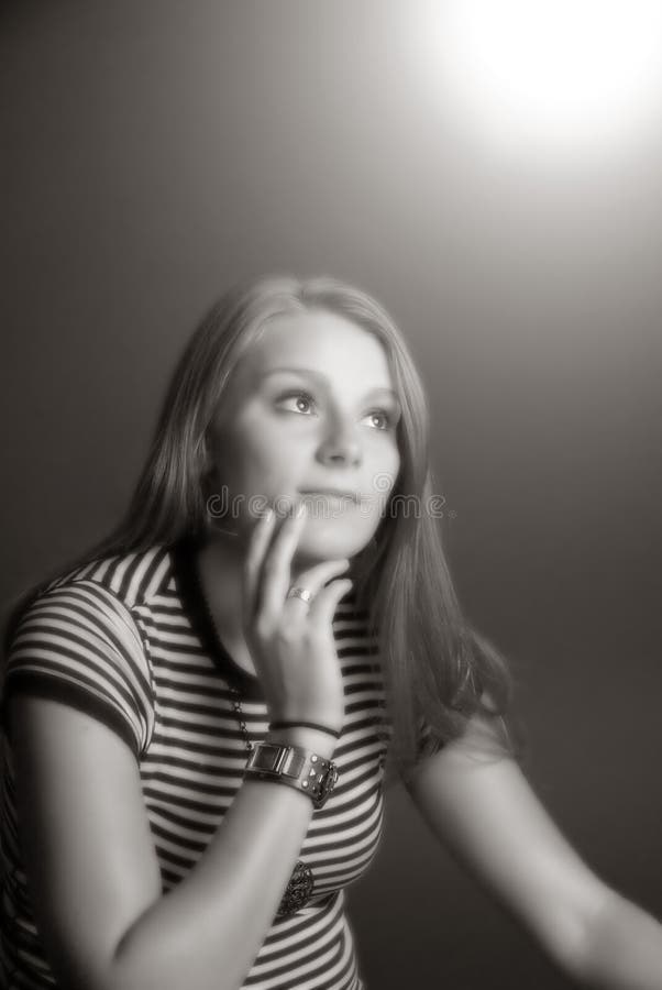 Thinking Girl stock photo. Image of female, lady, think - 1145150