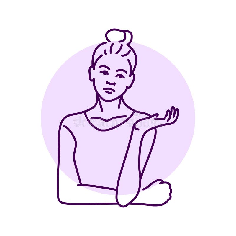 Thinking Girl Color Line Illustration Stock Vector - Illustration of ...