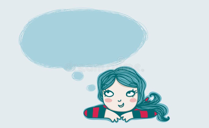 Girl Dreaming Thinking Bubble Speech Stock Illustration - Illustration ...