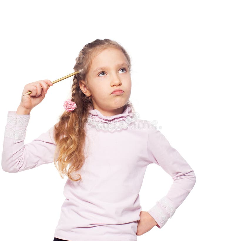 Thinking girl stock image. Image of thinking, child, lifestyle - 38096895