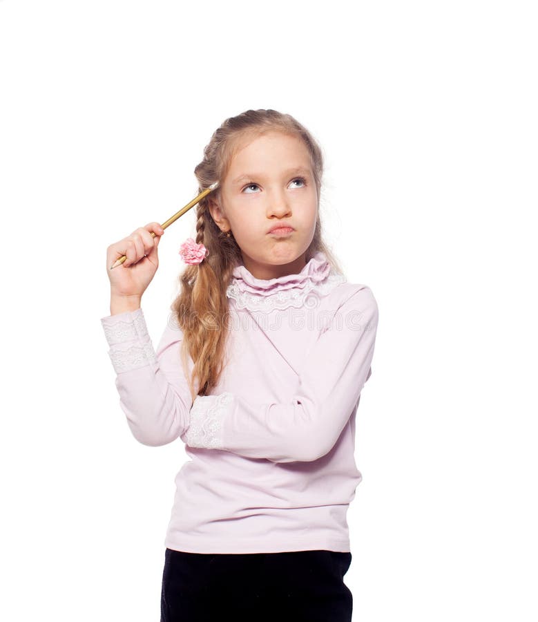 Thinking girl stock image. Image of little, lifestyles - 56051013
