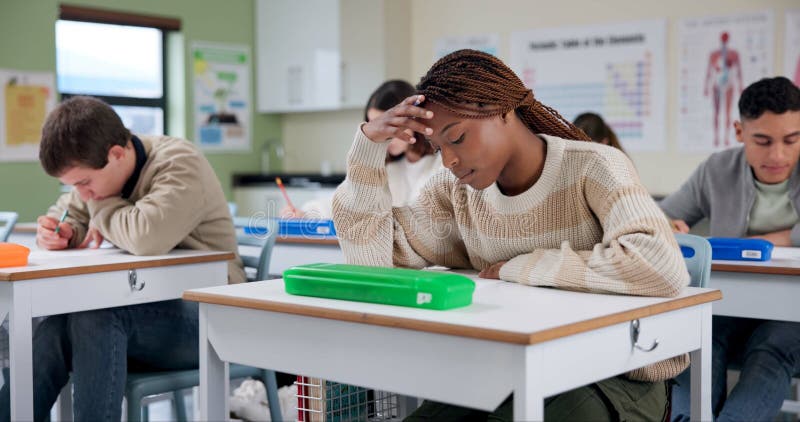 Thinking, Girl and Writing for Test in Class for University Exams ...