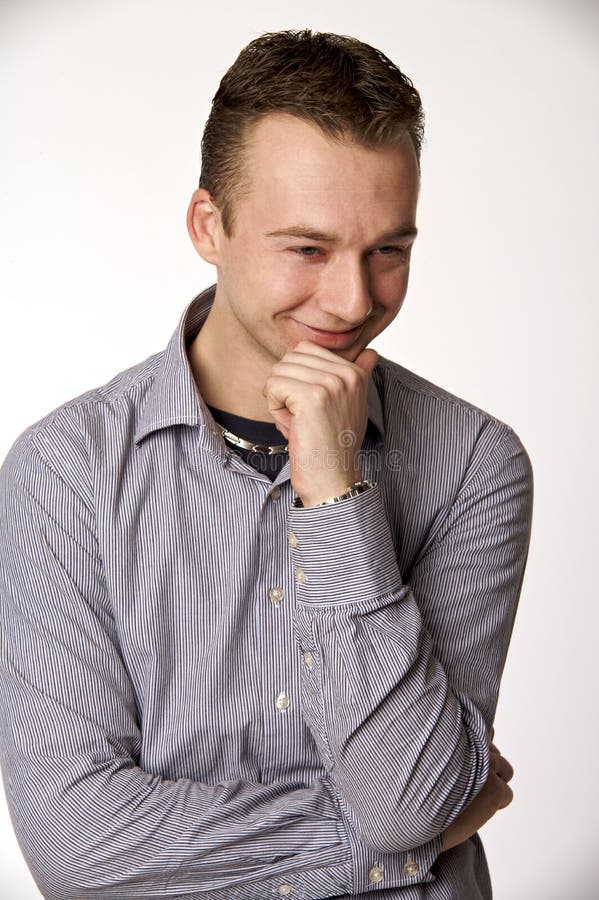 Thinking guy stock photo. Image of happiness, attractive - 8524220