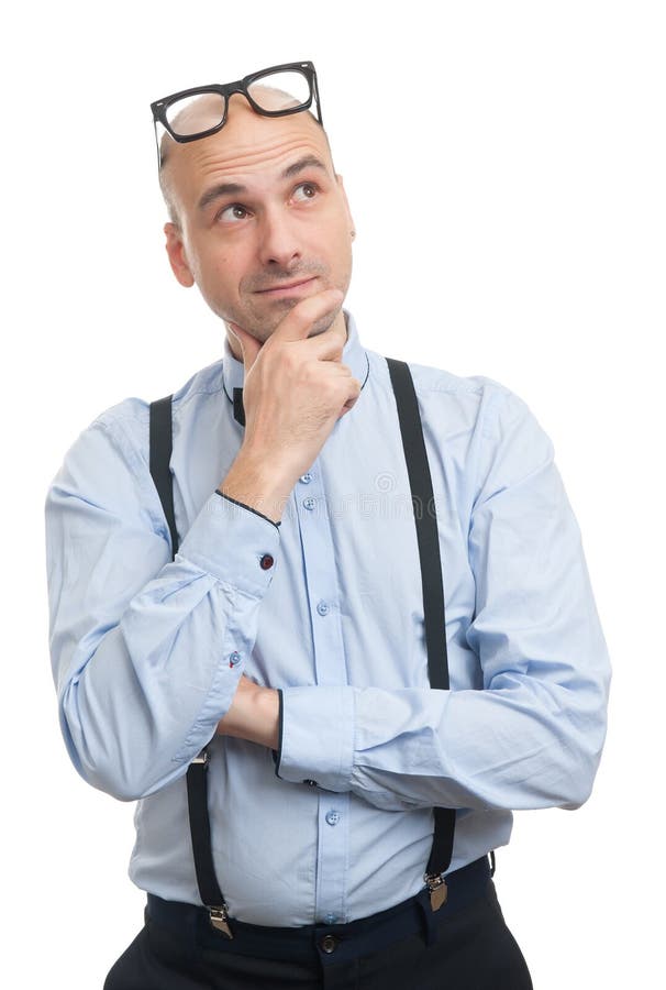Thinking Guy with Suspenders and Bow-tie Stock Image - Image of ...