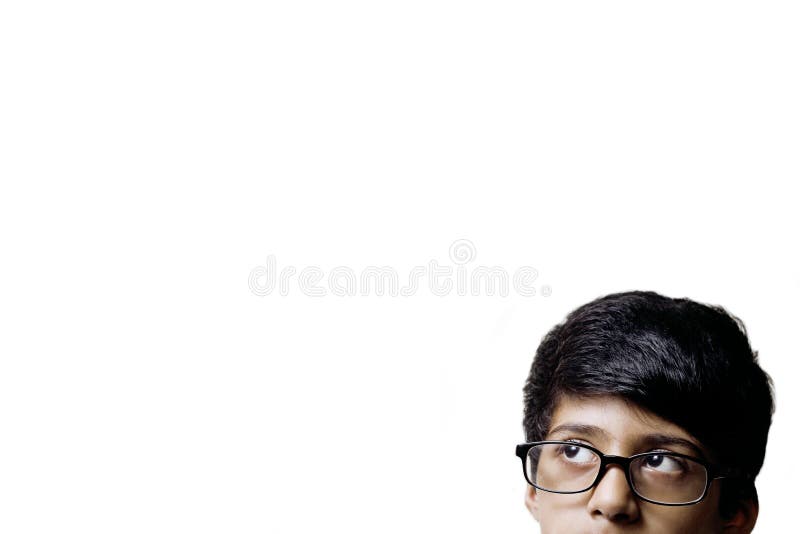 Thinking Half Head of Genius Little Boy Wearing Glasses Stock Image ...