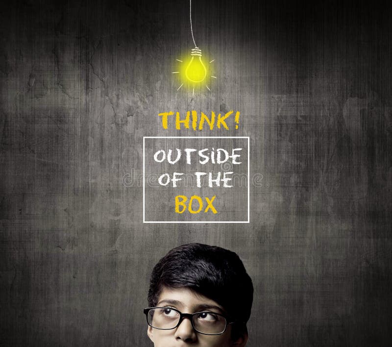 Thinking Half Head of Genius Little Boy Wearing Glasses Stock Image ...