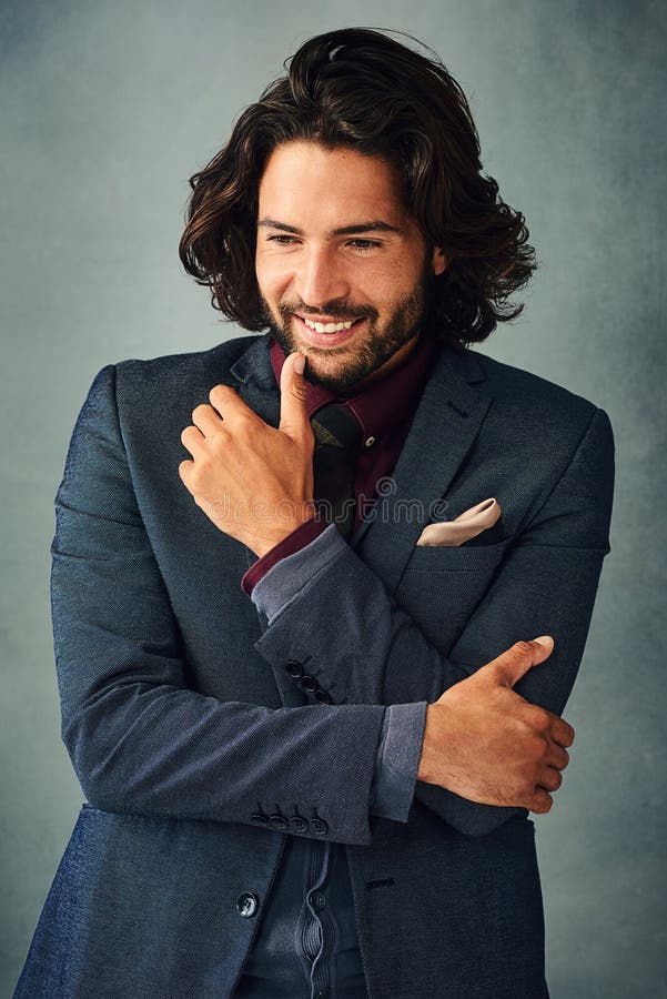 Thinking, Happy and Business Man with Idea, Planning Future or Salesman ...