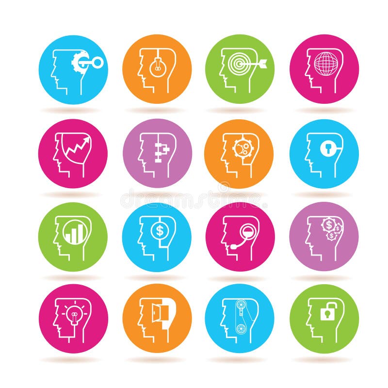 Thinking head icons stock illustration. Illustration of symbol - 80941694