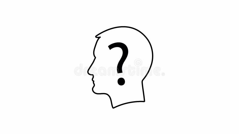 Thinking Head with Question Mark Animation Stock Video - Video of ...