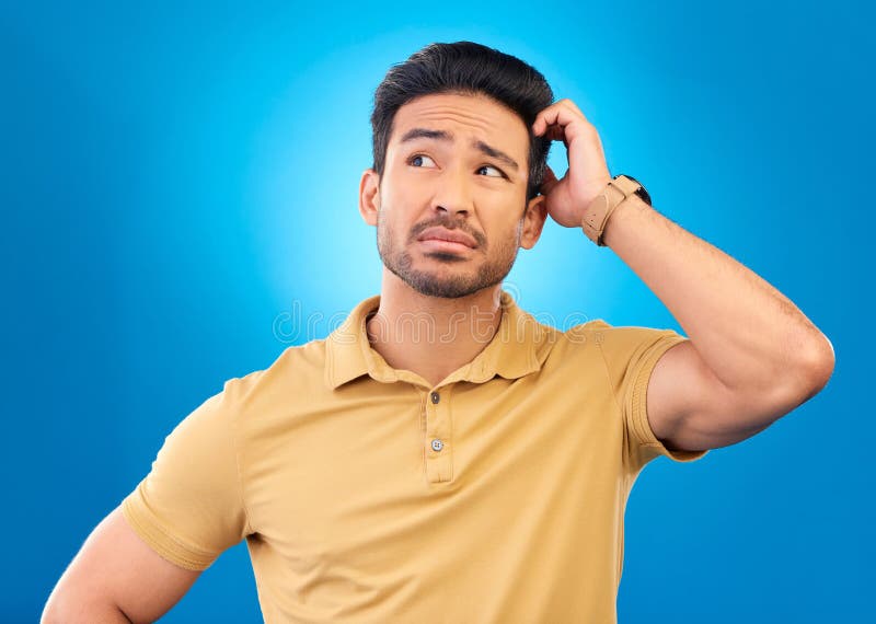 Confused Man, Thinking and Why Face in Studio, White Background and ...