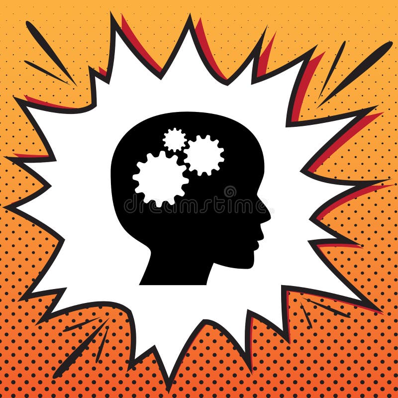 Thinking Head Sign. Vector. Comics Style Icon on Pop-art Background ...