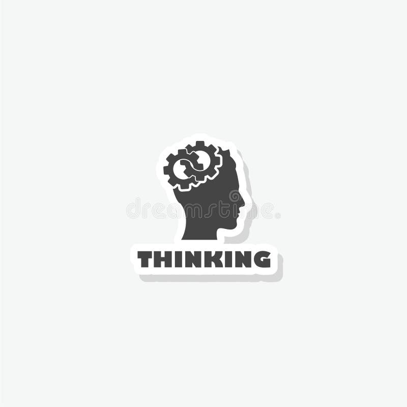 Thinking Process Icon. Head with Gears Line Symbol Isolated on White ...