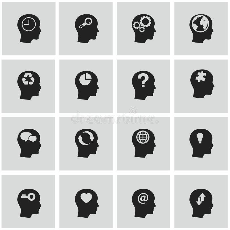 Thinking heads icons stock vector. Illustration of information - 34843218