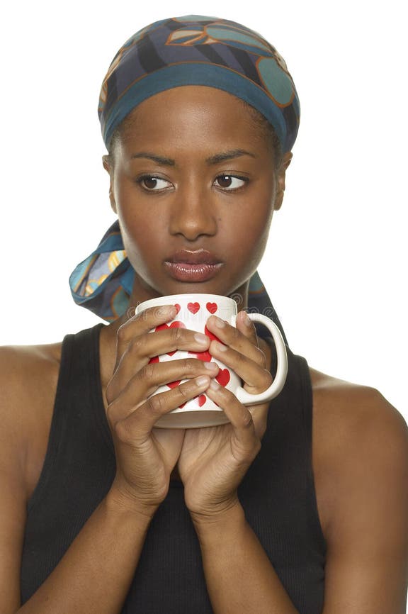 Thinking with heart cup stock photo. Image of casual, scarf - 3681046