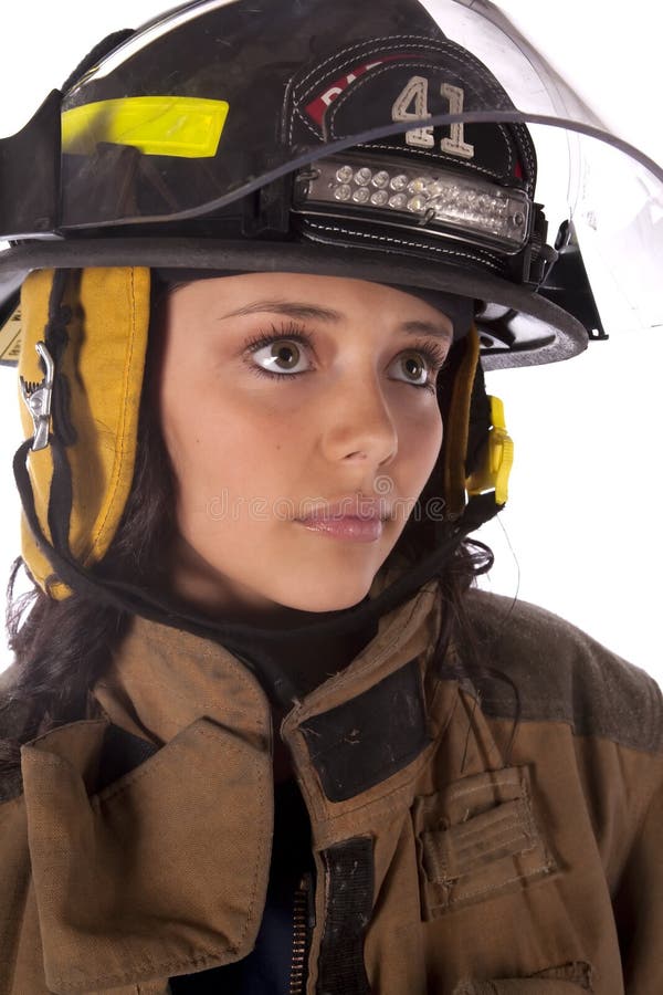 Young Fireman in Uniform in Front of Firetruck Stock Image - Image of ...