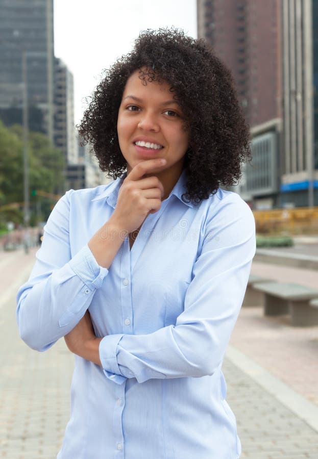 Thinking Hispanic Woman In The City Stock Image - Image of colombia ...