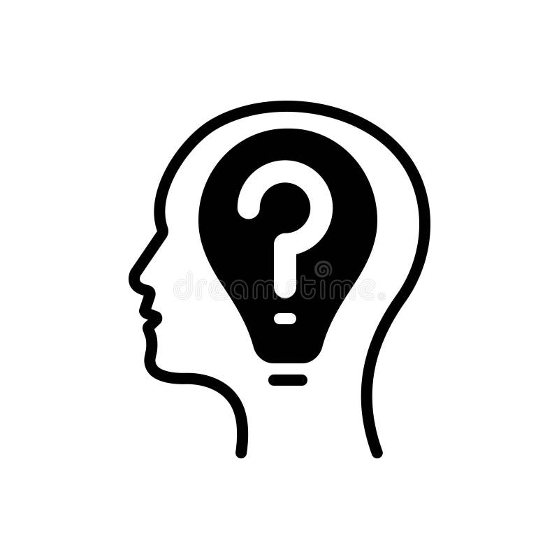 Black Solid Icon for Thinking, Brooding and Musing Stock Illustration ...