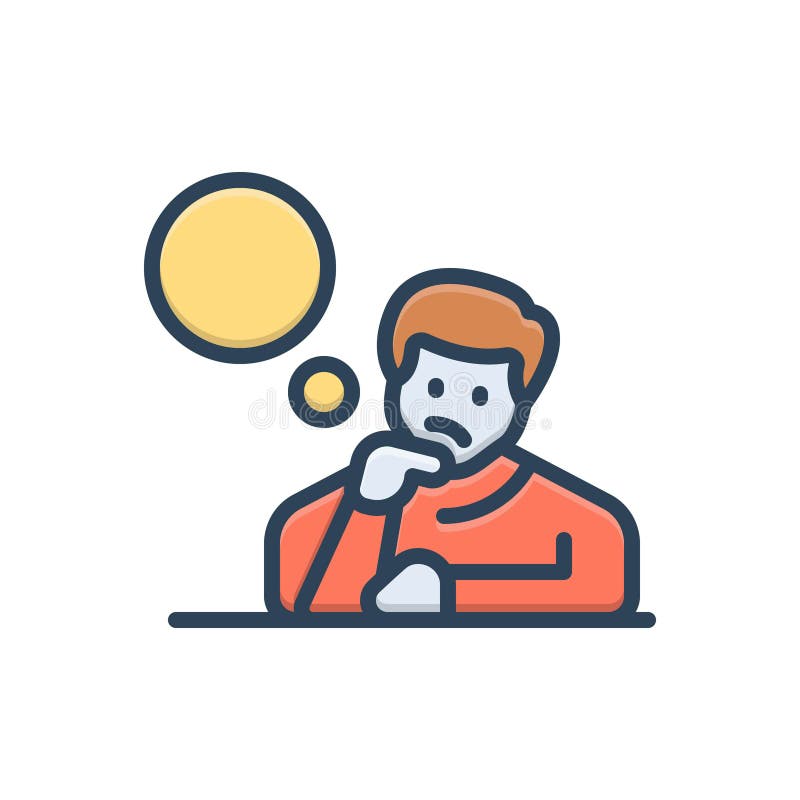 Color Illustration Icon for Thinking, Brooding and Worried Stock Vector ...