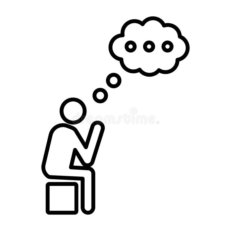 Thinking Icon Linear Logo Mark in Black and White Stock Vector ...