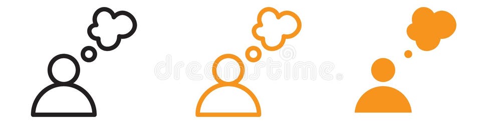 Thinking Icon Set Contemplation Illustrations for Mindfulness and ...
