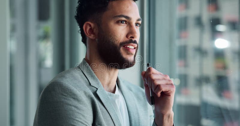 Thinking, Idea and Business Man in Office for Solution, Planning and ...