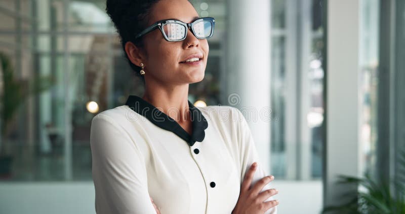 Thinking, Idea and Business Woman in Office for Solution, Planning and ...