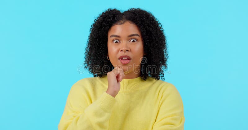 Thinking, Idea and Yes with Face of Woman on Studio for Solution ...