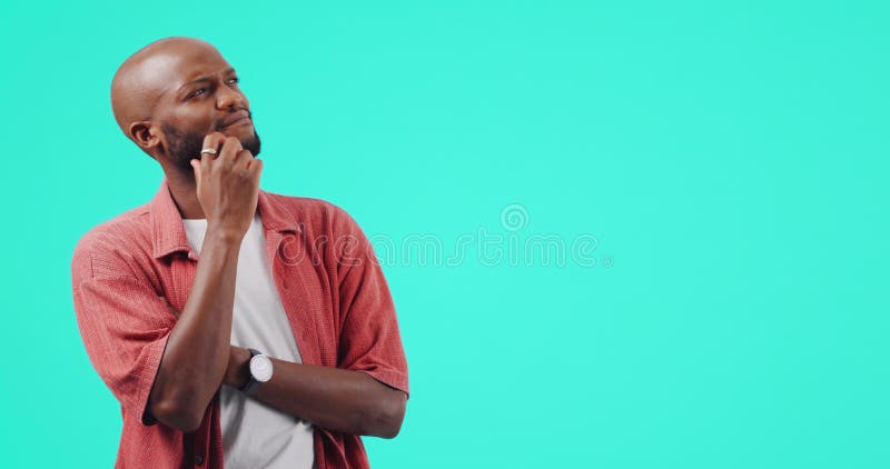 Thinking, Ideas and Man Brainstorming, Confused or Decision Emoji in ...