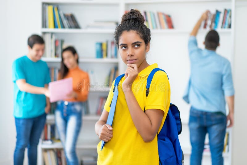Thinking Indian Female Student with Group of Multi Ethnic Students Stock Image - Image of ethnic ...