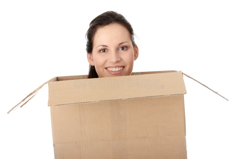 Thinking inside a box stock image. Image of beauty, girl - 12478451