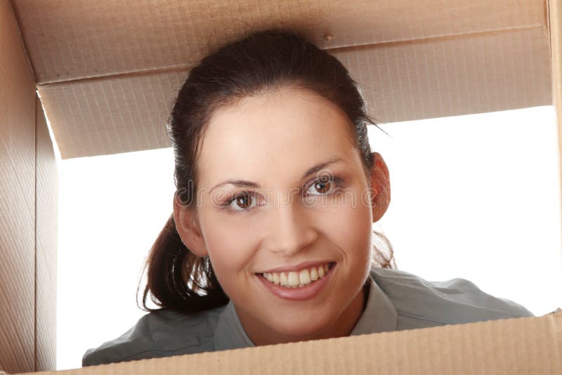 Thinking inside a box stock image. Image of beauty, girl - 12478451