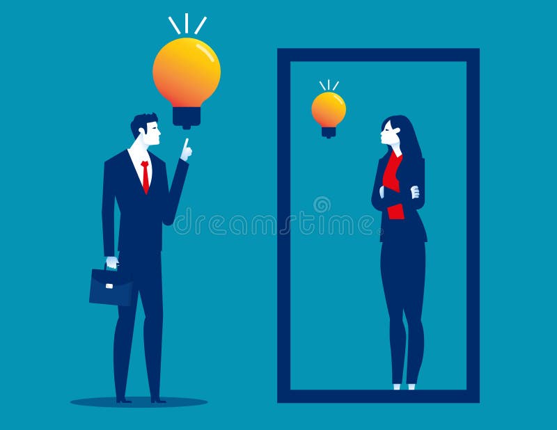 Thinking Inside and Thinking Outside the Box. Business Cartoon Vector ...