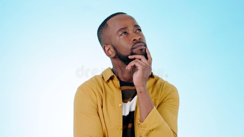 Thinking, Inspiration and Man with Ideas, Confused and Questions with ...