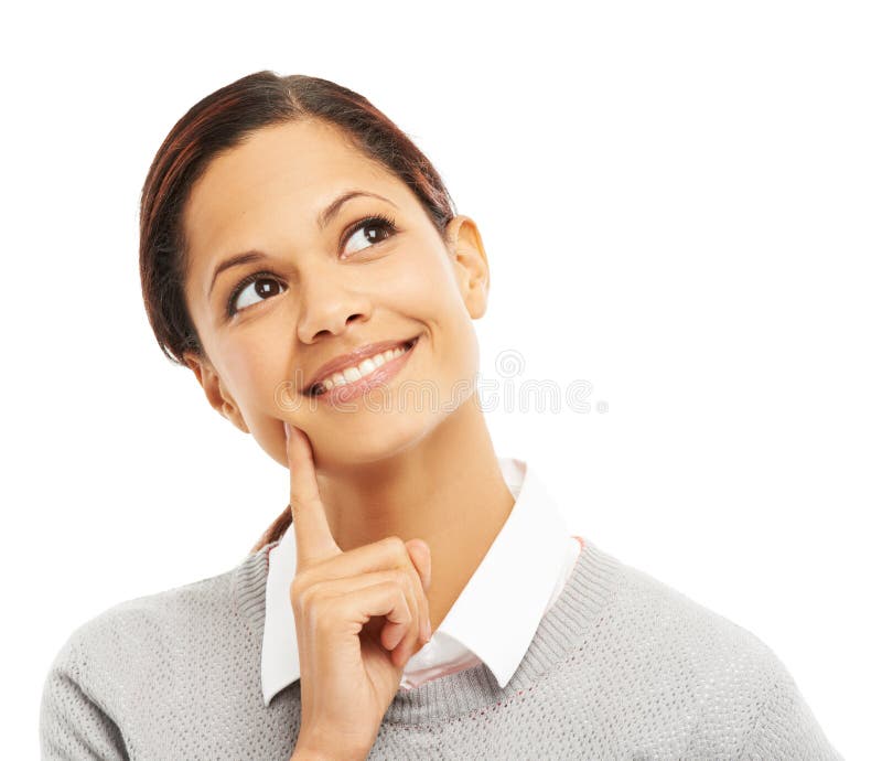 Thinking, Inspiration and Woman with Smile, Problem Solving and ...