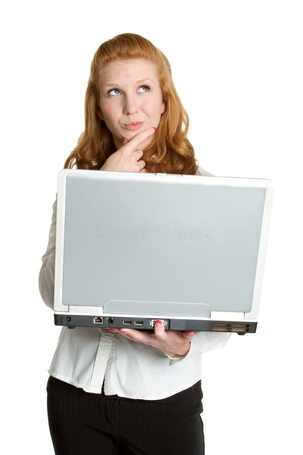 Thinking Laptop Girl stock image. Image of white, teenage - 3219755