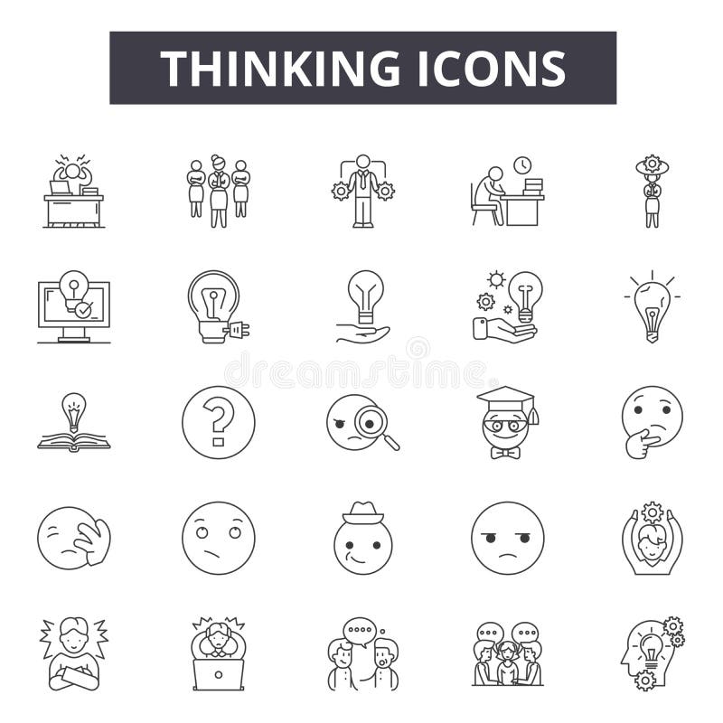 Thinking Line Icons, Signs, Vector Set, Outline Illustration Concept ...