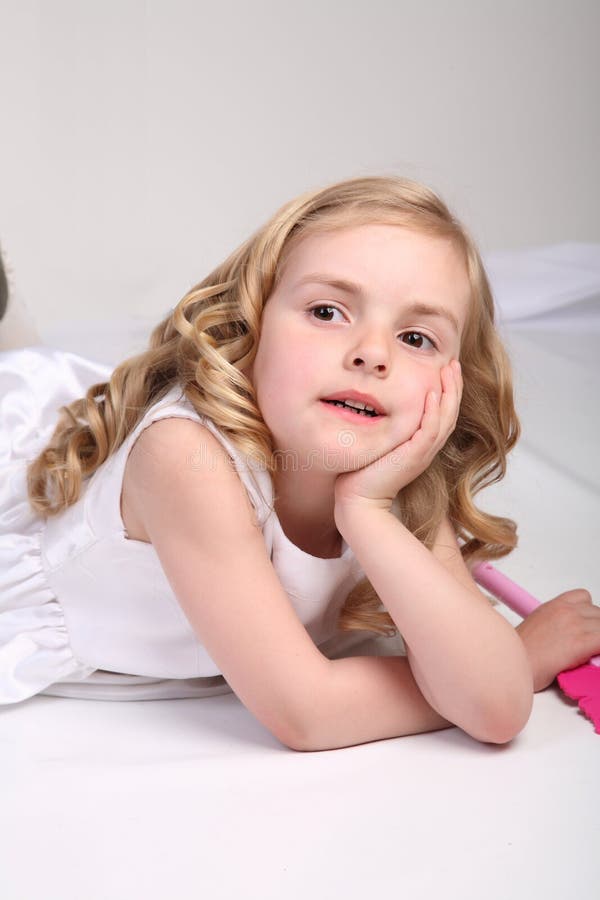 Thinking little fairy stock image. Image of white, schoolgirl - 5171437