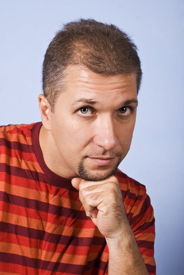 Thinking man stock photo. Image of look, portrait, hand - 10786744
