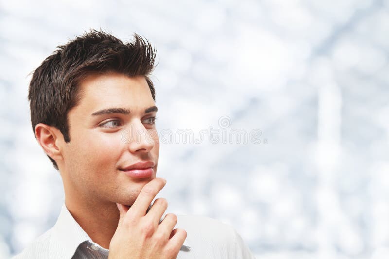 Thinking man stock photo. Image of choose, young, company - 20188120