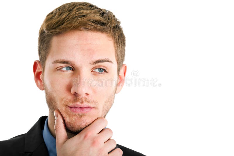 Thinking man stock photo. Image of looking, brown, thoughtful - 24623762